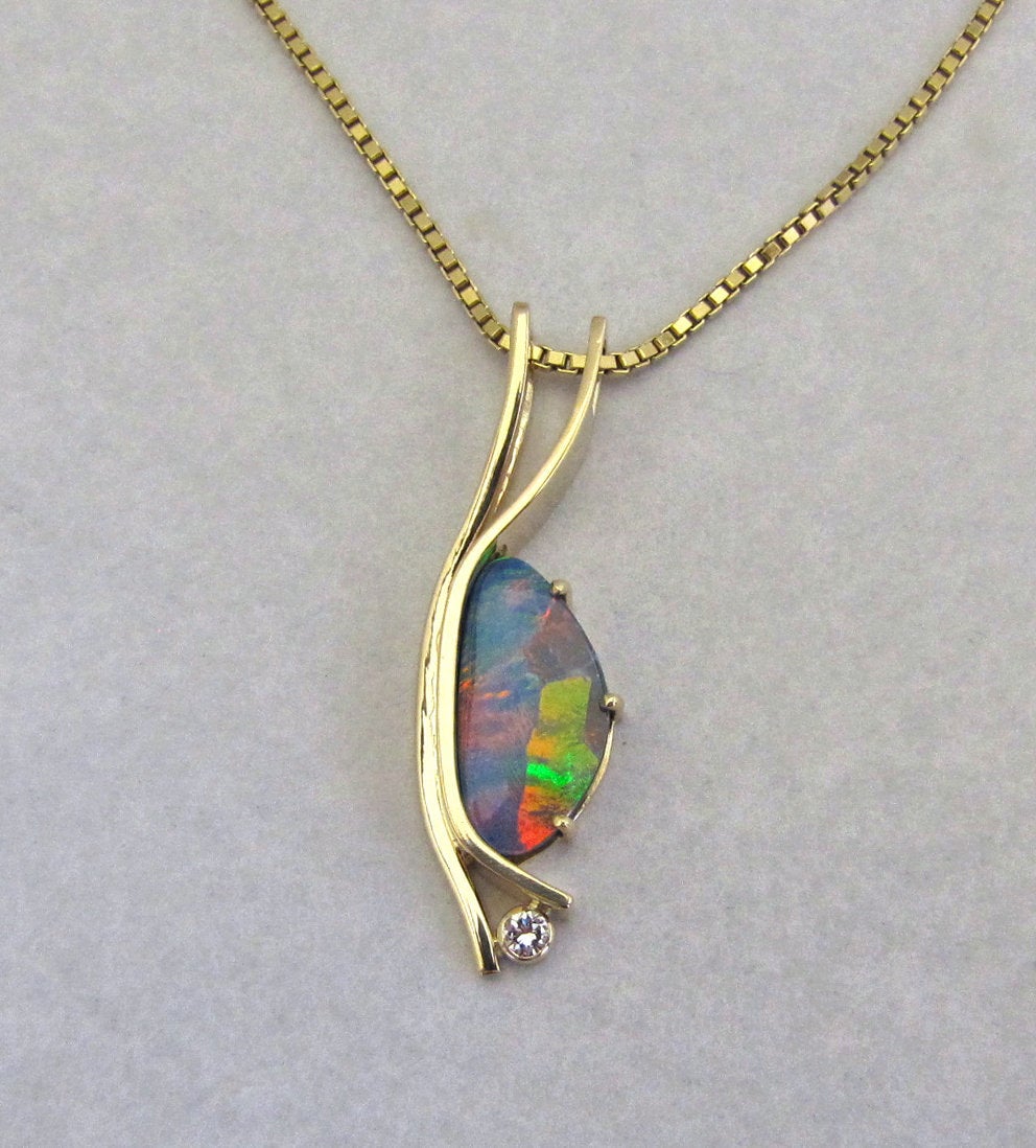Opal Overlay and Diamond Pendant | Montanari Fine Art Jewelers